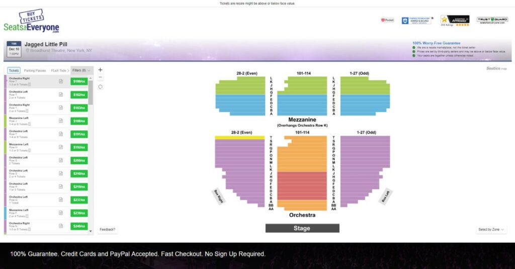 Broadhurst Theatre Seating Chart | Jagged Little Pill Tickets | Musical